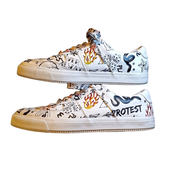 Zara | Shoes | Zara Designer Protest Graffiti Mens Shoes | Poshmark